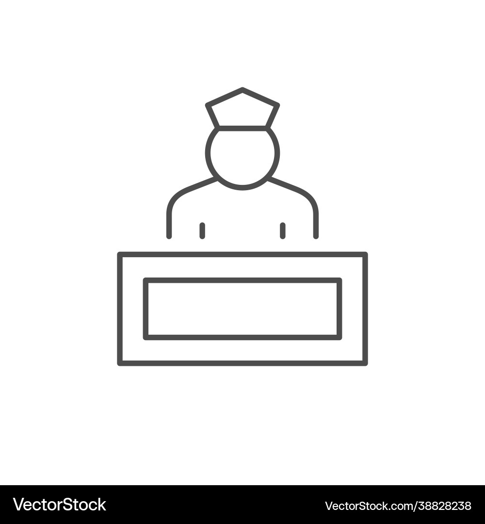 Reception desk line outline icon Royalty Free Vector Image