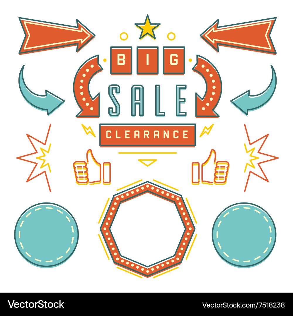 Retro american 1950s sign design elements set Vector Image