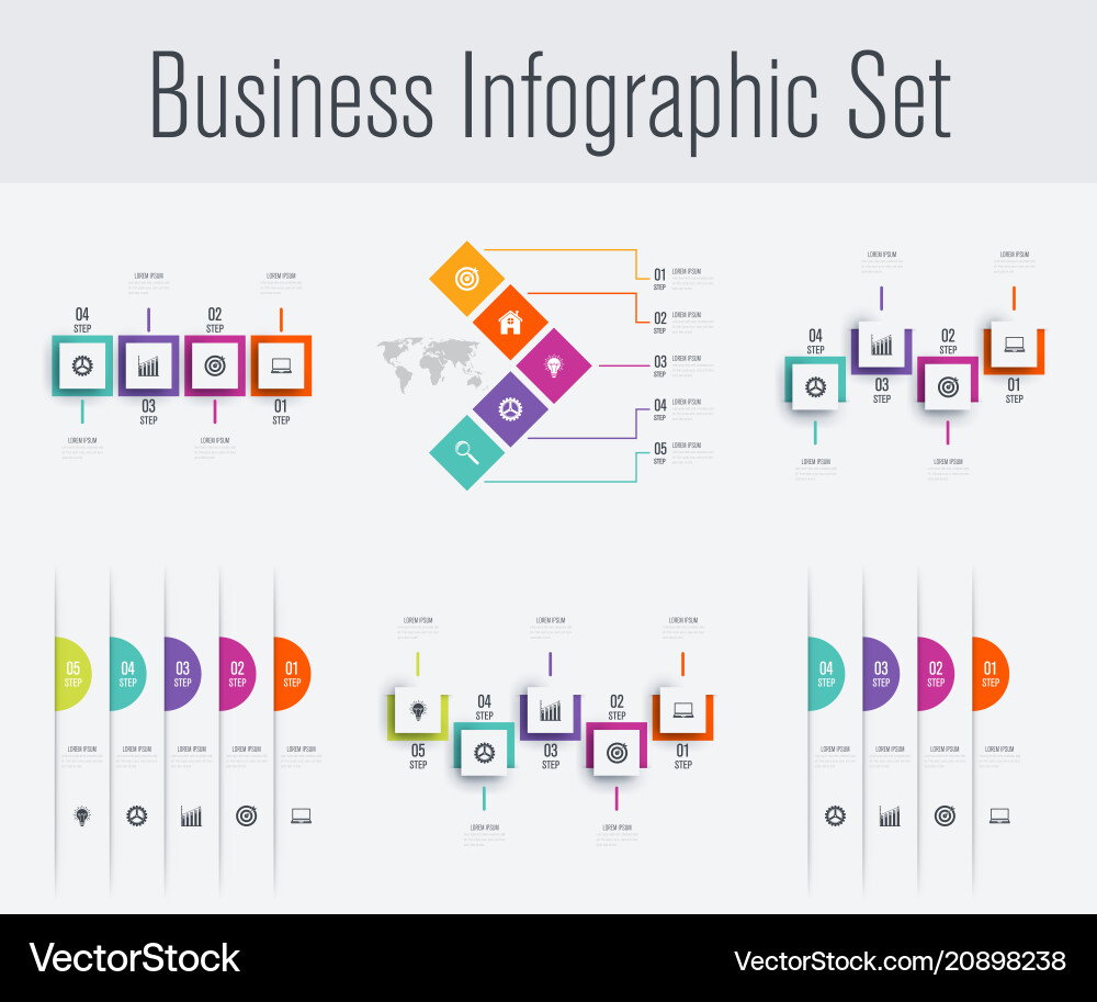 Set with infographics Royalty Free Vector Image