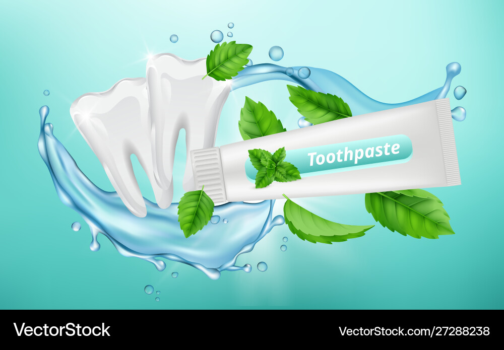 Toothpaste background dental poster design mint Vector Image