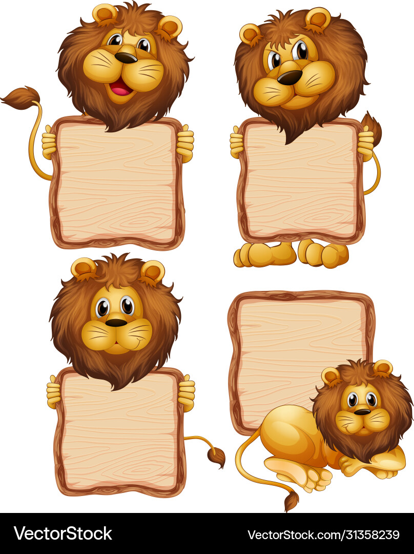 Cute Lion Board Template Royalty Free Vector Image