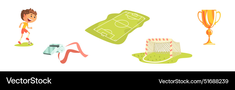 Football professional objects and colorful item Vector Image