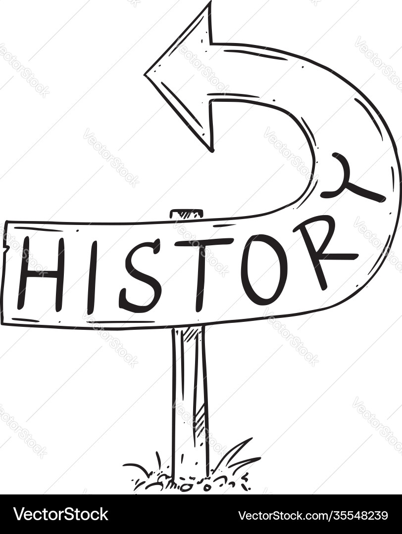 History arrow sign bent backward showing wrong Vector Image