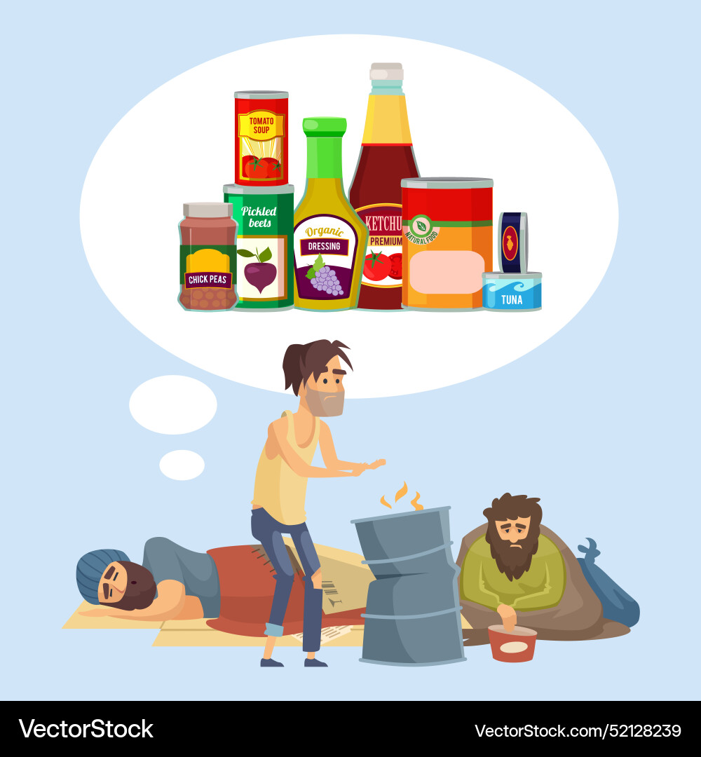 Homeless people poor persons have mind about Vector Image