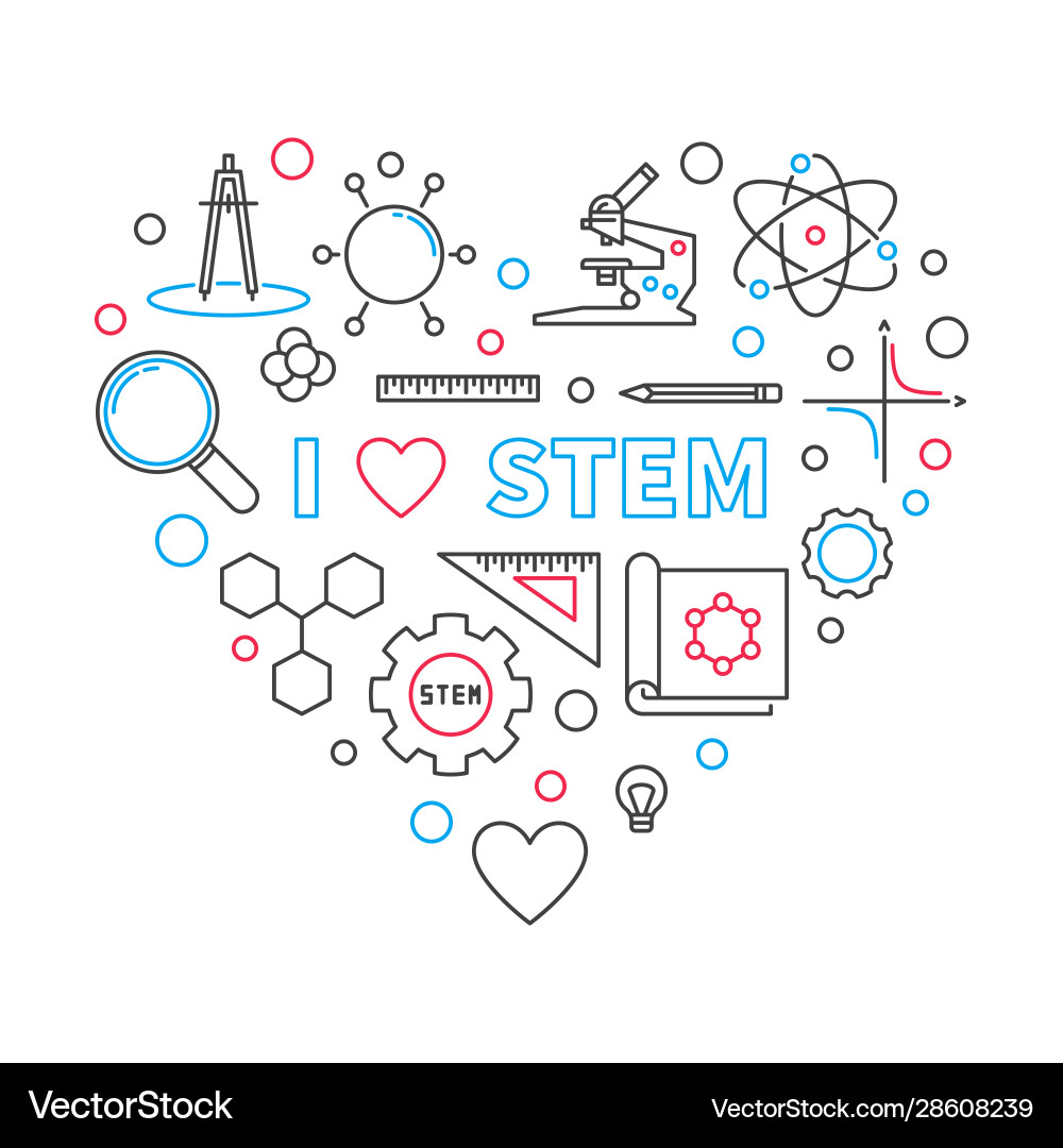 I love stem heart outline Royalty Free Vector Image