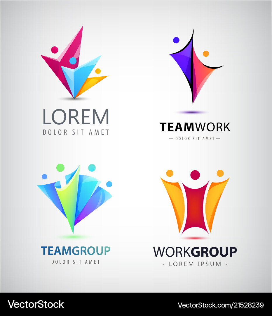 Men group logo human family teamwork Royalty Free Vector