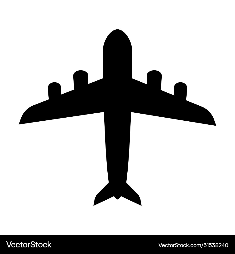 Airplane icon black color flat style Royalty Free Vector