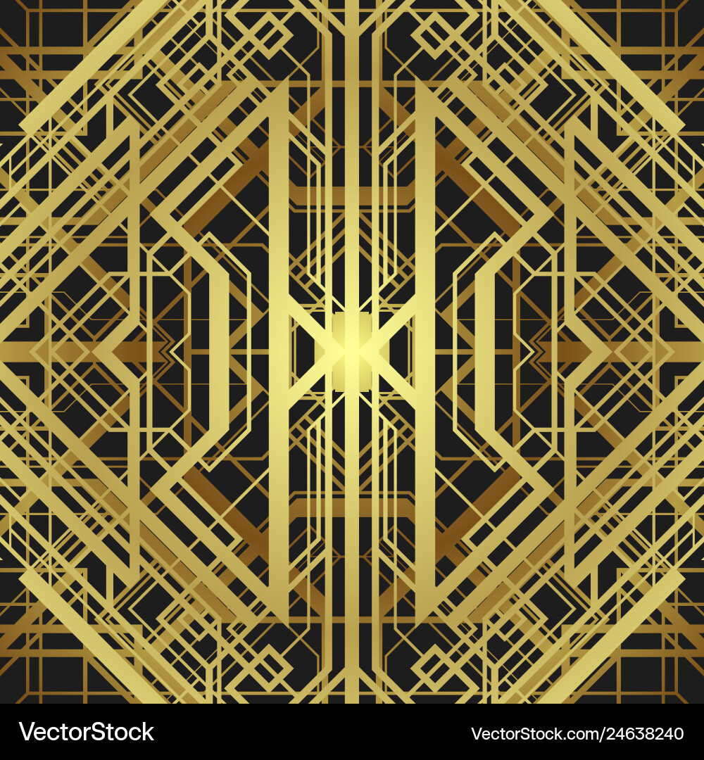 Art deco style geometric frame border design gold Vector Image