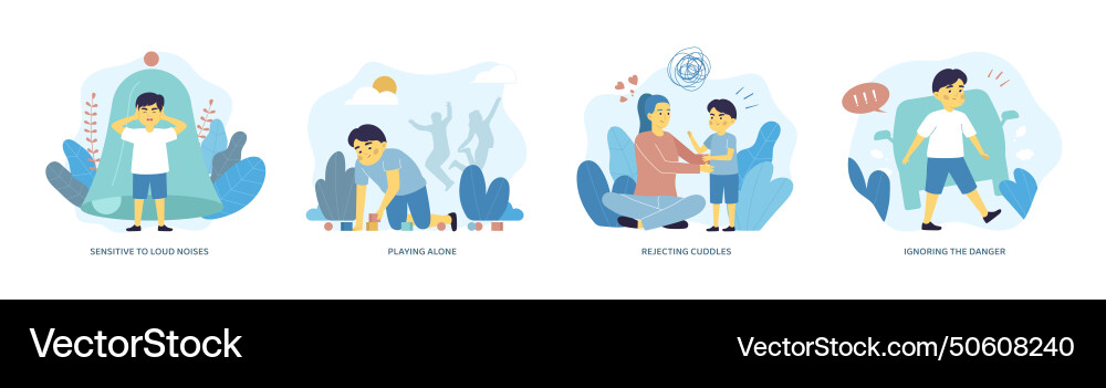 Autism compositions set Royalty Free Vector Image