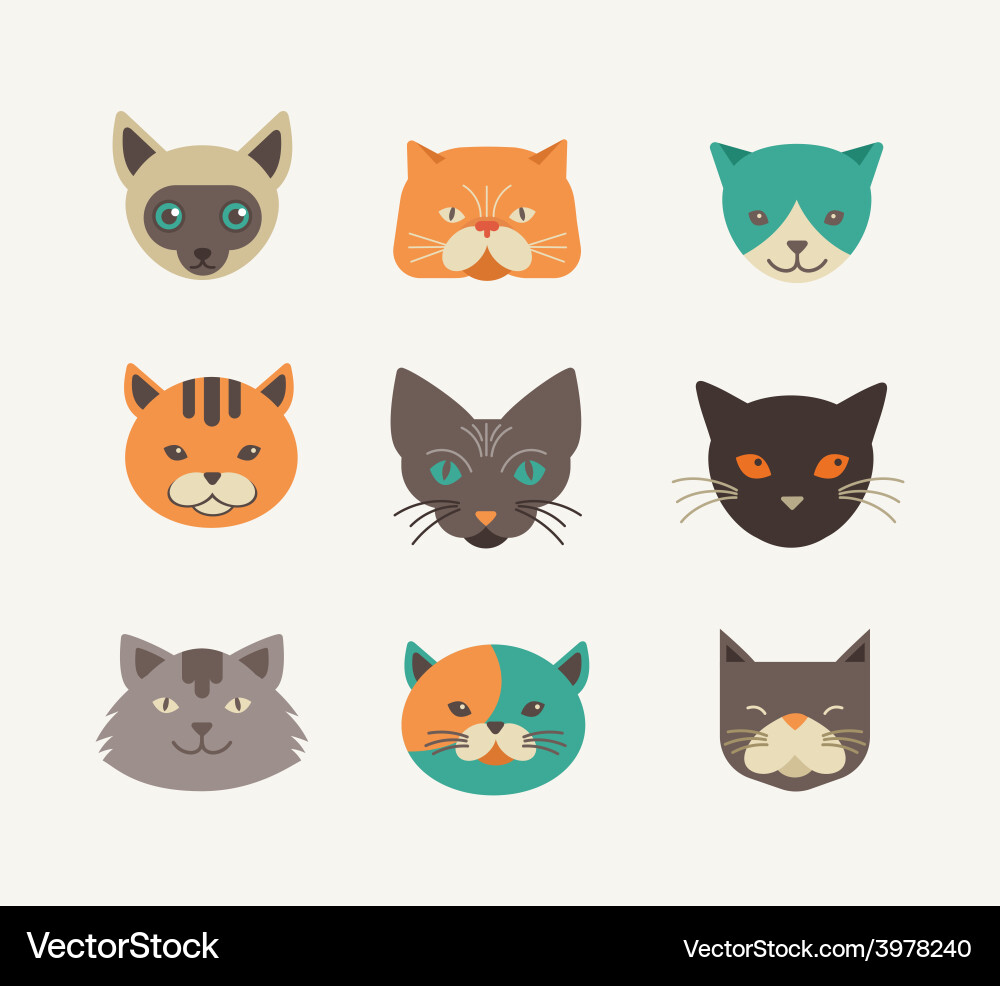 Collection of cat icons Royalty Free Vector Image