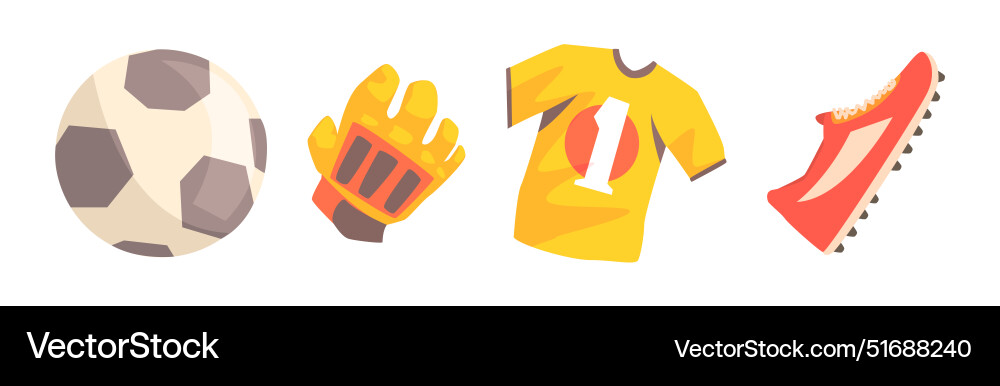 Football professional objects and colorful item Vector Image