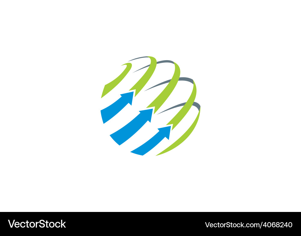 Globe arrow business sphere line logo Royalty Free Vector
