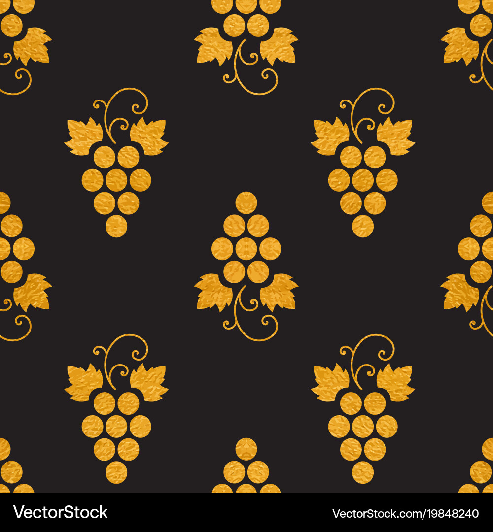 Grapes Seamless Pattern - Gold Texture Royalty Free Vector