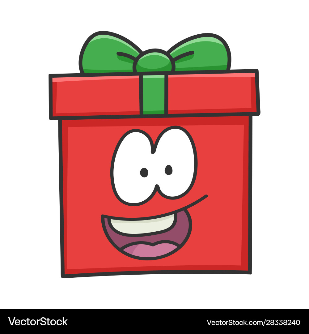 Happy smiling present christmas gift box cartoon Vector Image