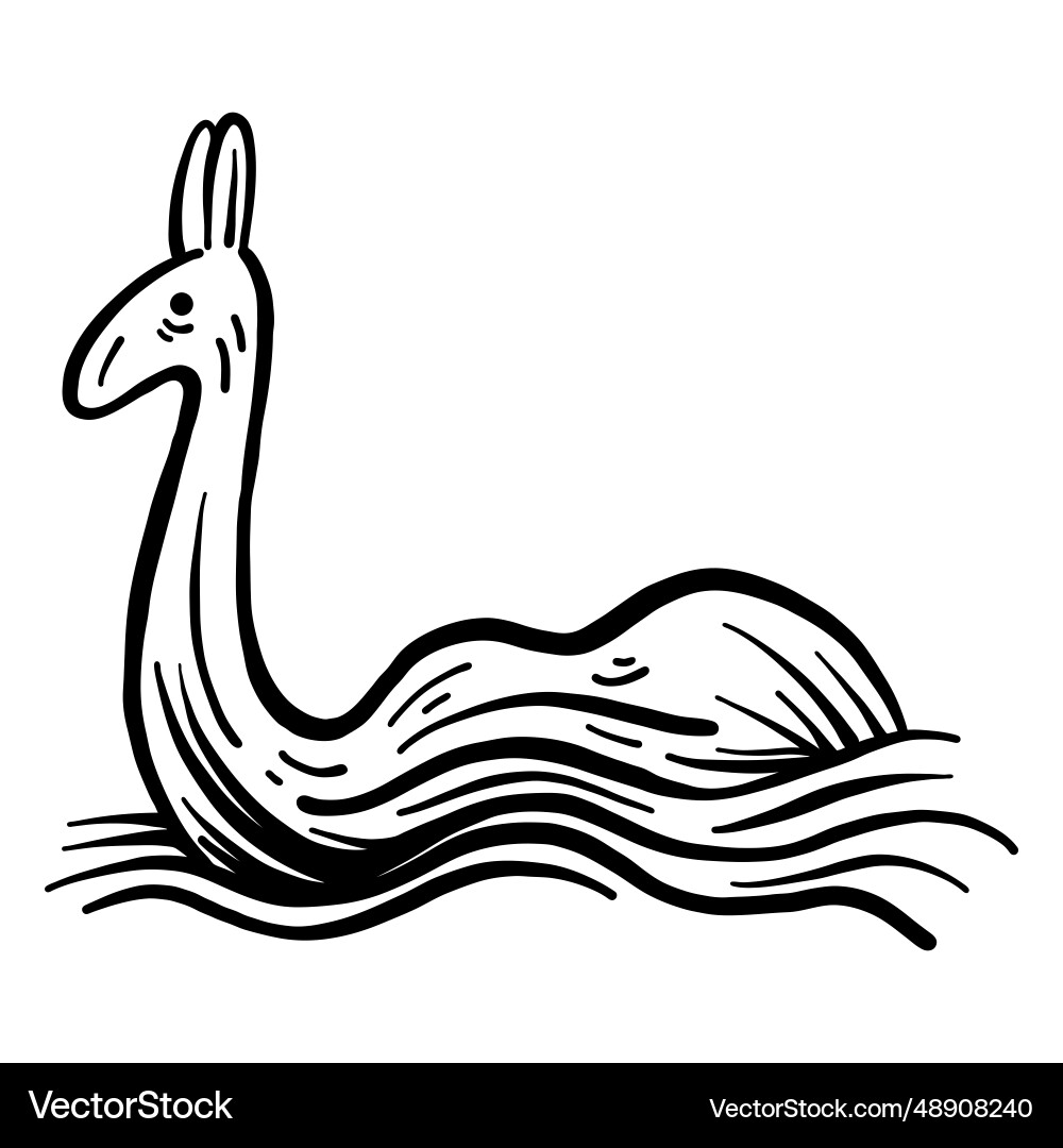 Loch ness monster nessie water stroke Royalty Free Vector