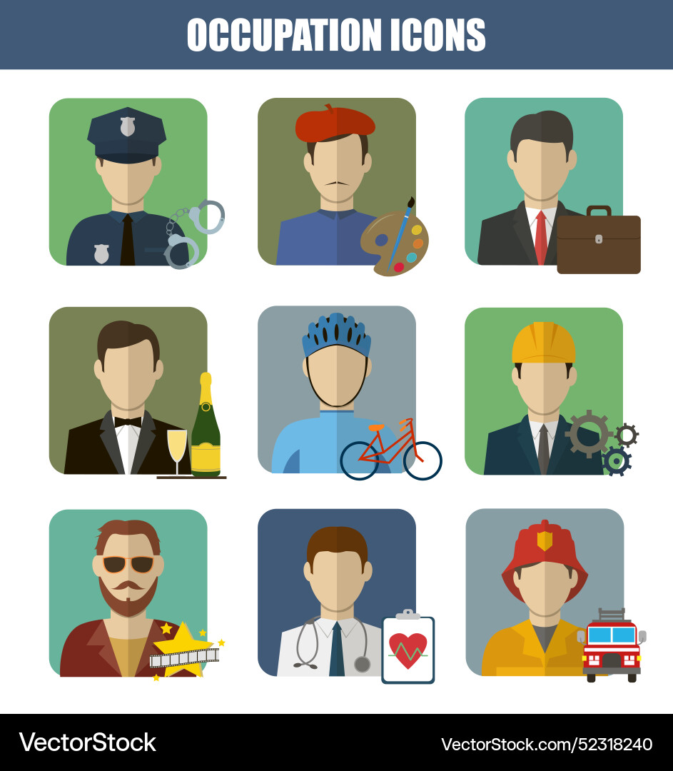 Occupation icon set people of different Royalty Free Vector