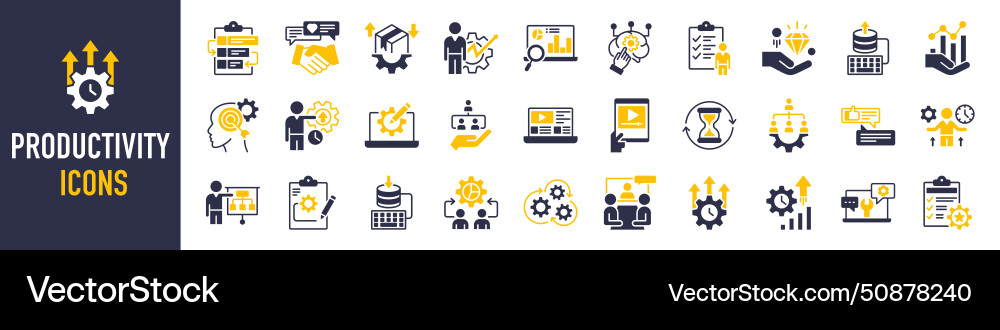 Productivity icon set Royalty Free Vector Image