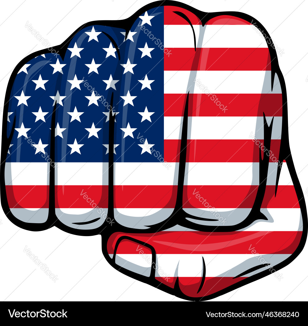 Punching fist with usa flag front view Royalty Free Vector