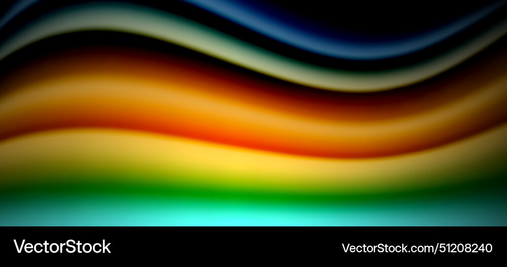 Rainbow color wave lines on black techno Vector Image