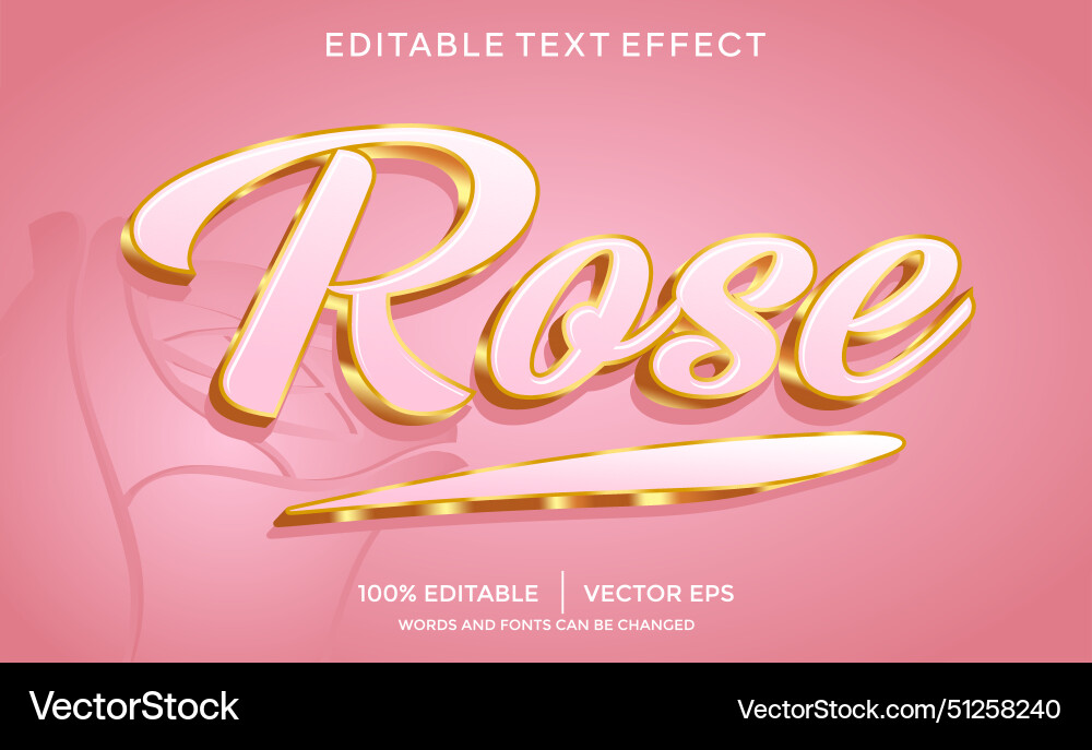 Rose 3D Text Effect Royalty Free Vector Image - VectorStock