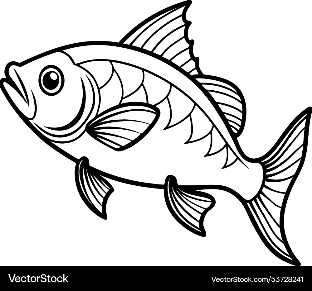 A big fish outline for coloring Royalty Free Vector Image