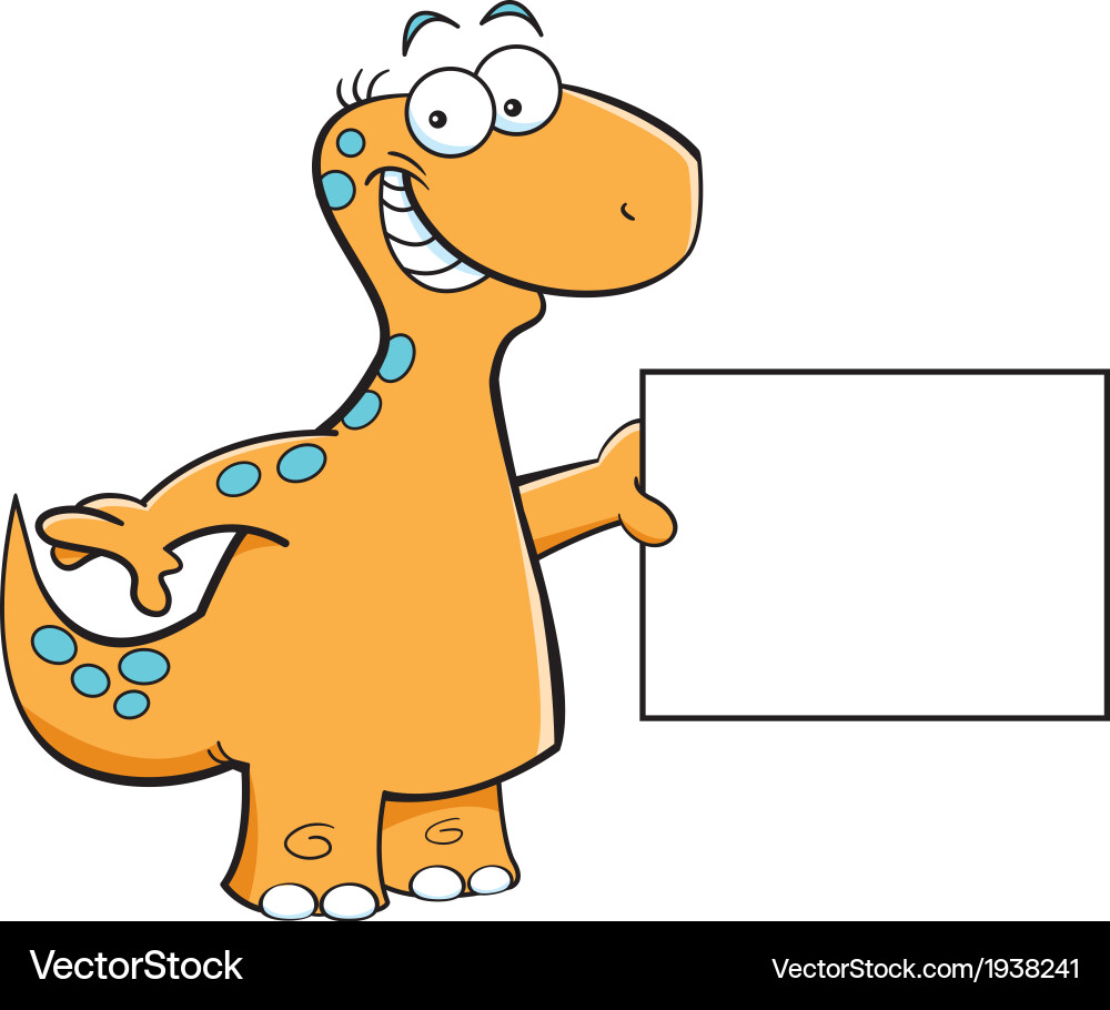 Cartoon brontosaurus holding a sign Royalty Free Vector