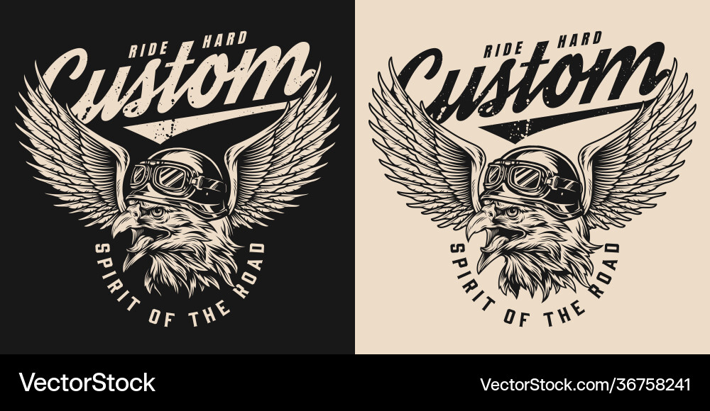 Custom motorcycle monochrome emblem Royalty Free Vector