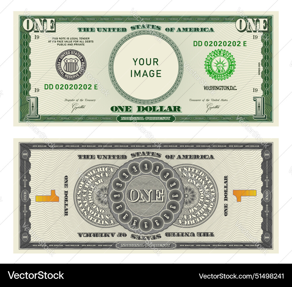 Highly detailed fictional beautiful 1 us dollar Vector Image