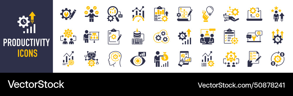 Productivity icon set Royalty Free Vector Image