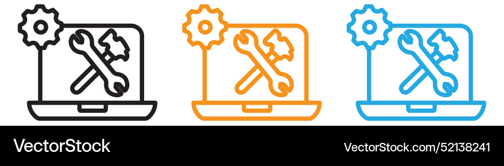 Repairing laptop logo set collection for web app Vector Image