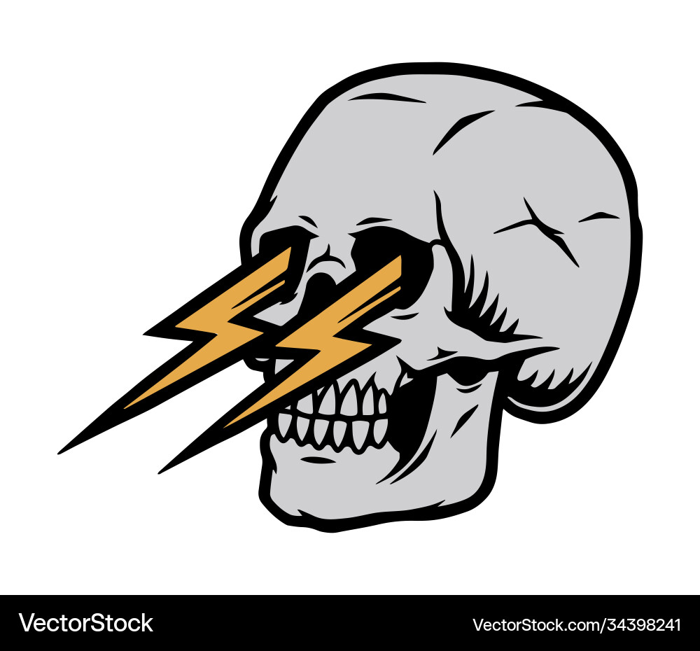 Skull with lightnings from eyes concept Royalty Free Vector