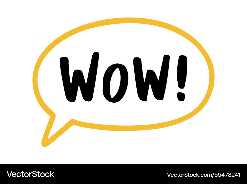 Wow doodle hand drawn speech bubble text Vector Image