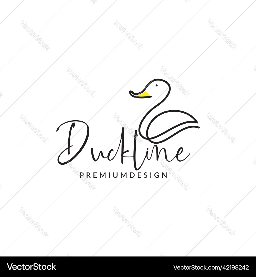 Elegant Single Line Duck Logo Royalty Free Vector Image