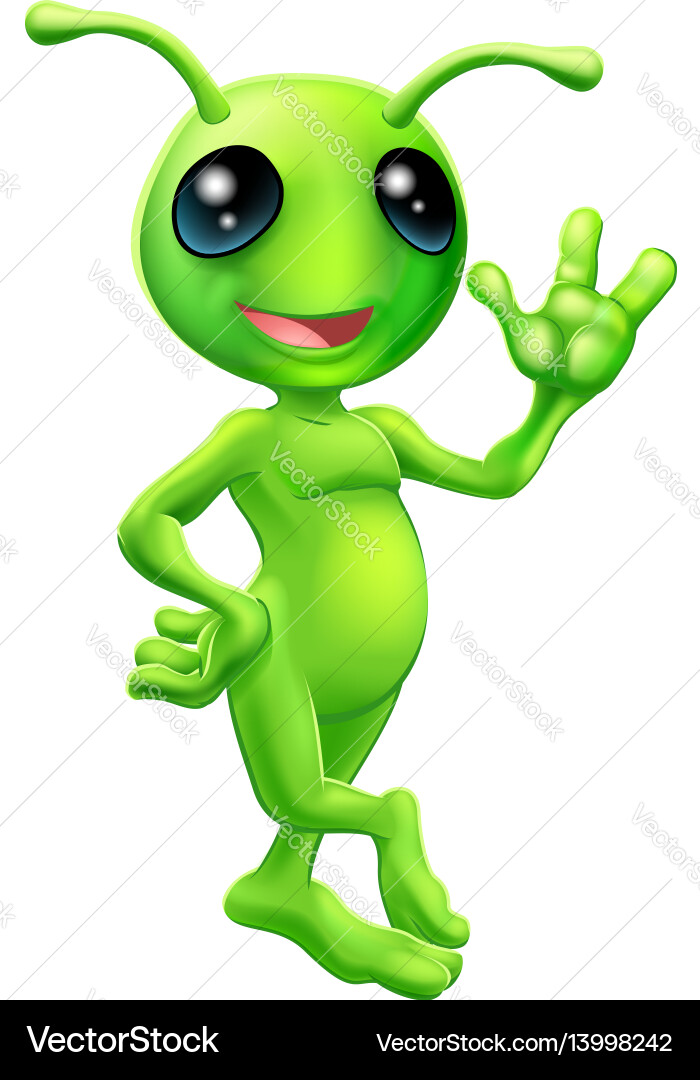 Little green man alien Royalty Free Vector Image