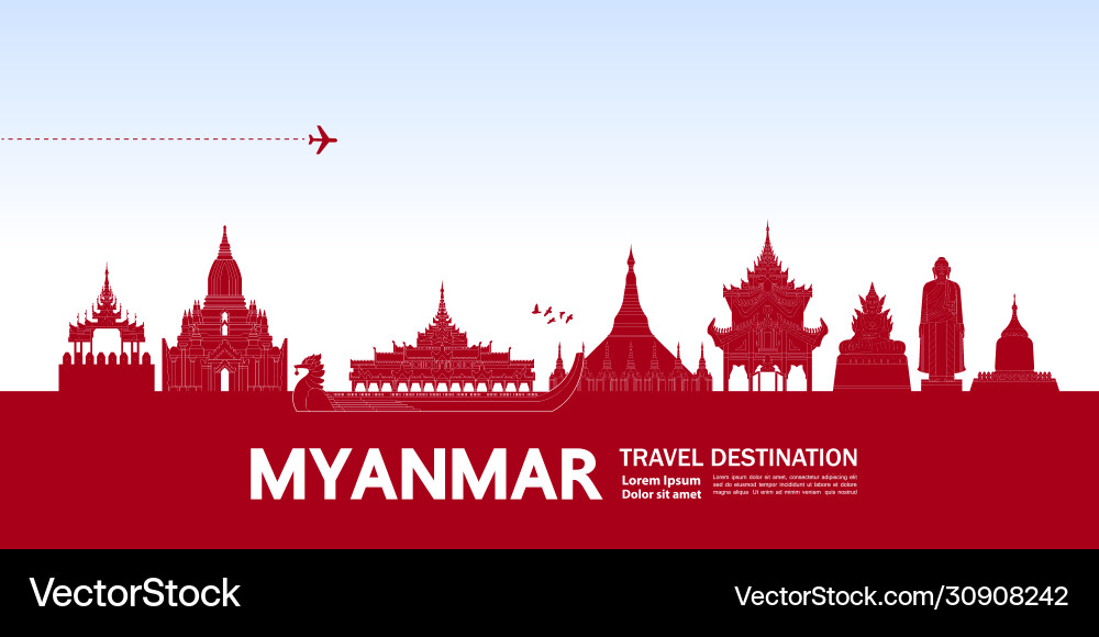 Myanmar travel destination Royalty Free Vector Image