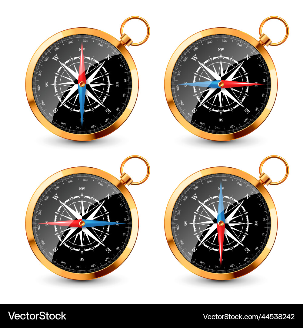 Realistic golden vintage compass with marine wind Vector Image