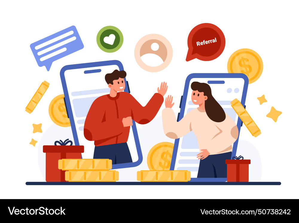 Referral loyalty program partnership and deal Vector Image