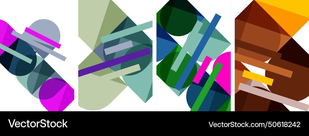 Square and round shape geometric poster set Vector Image