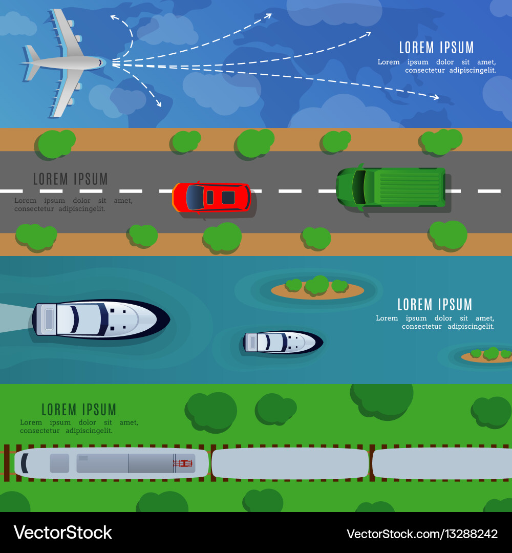 Travel and transportation horizontal banners Vector Image