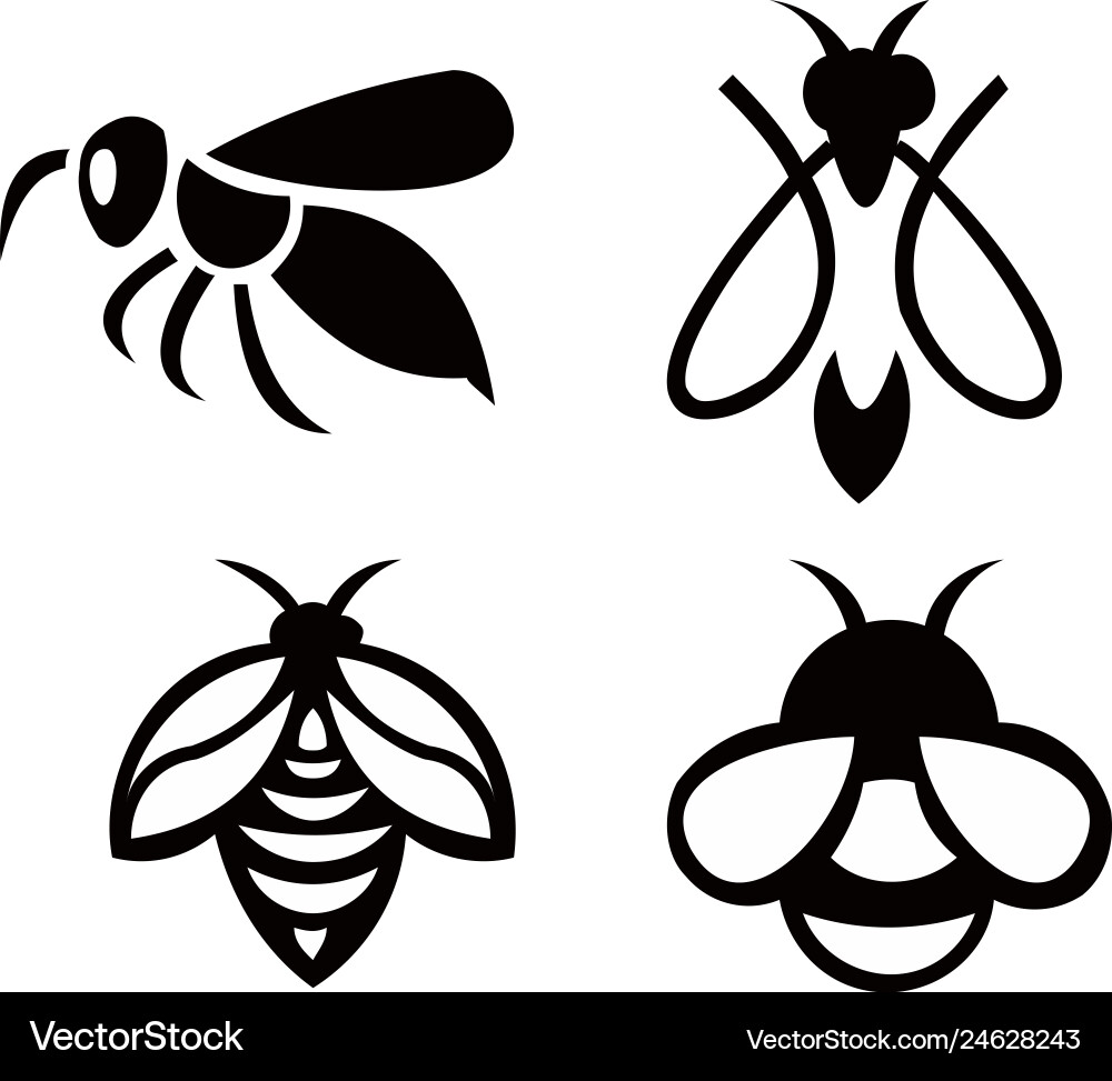 Bee Silhouette Collection Royalty Free Vector Image