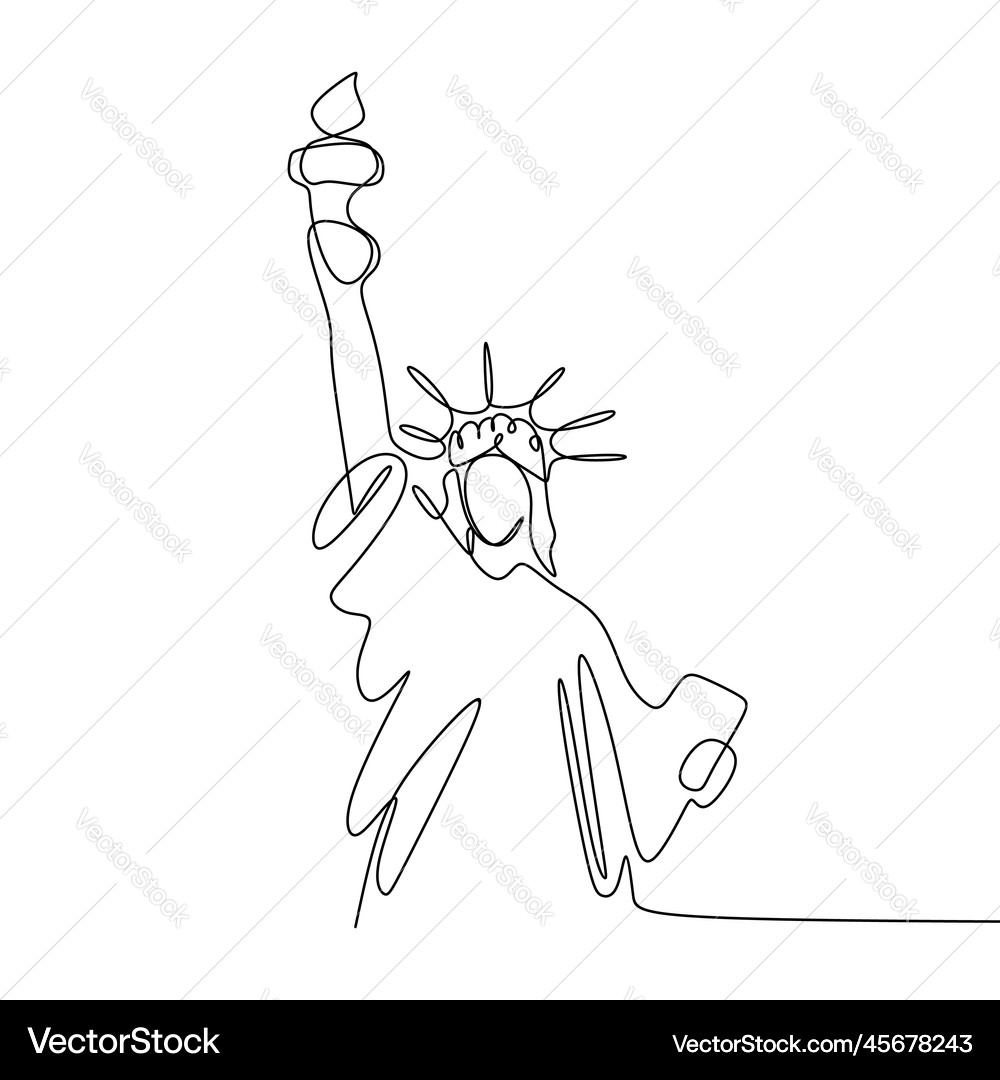 Continuous line drawing of liberty statue Vector Image