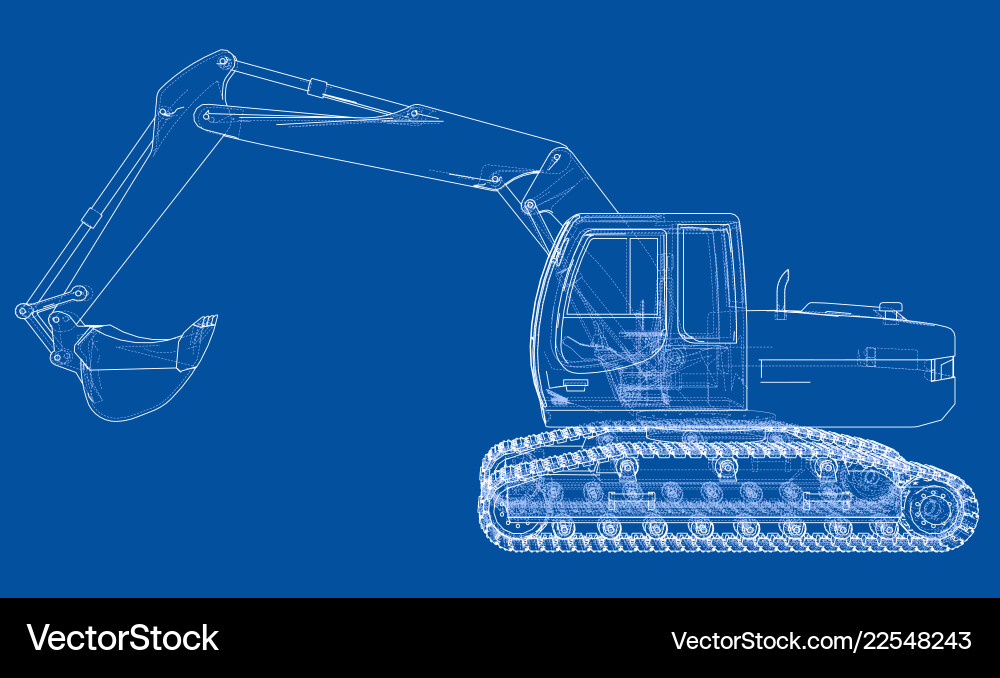 Excavator concept outline Royalty Free Vector Image