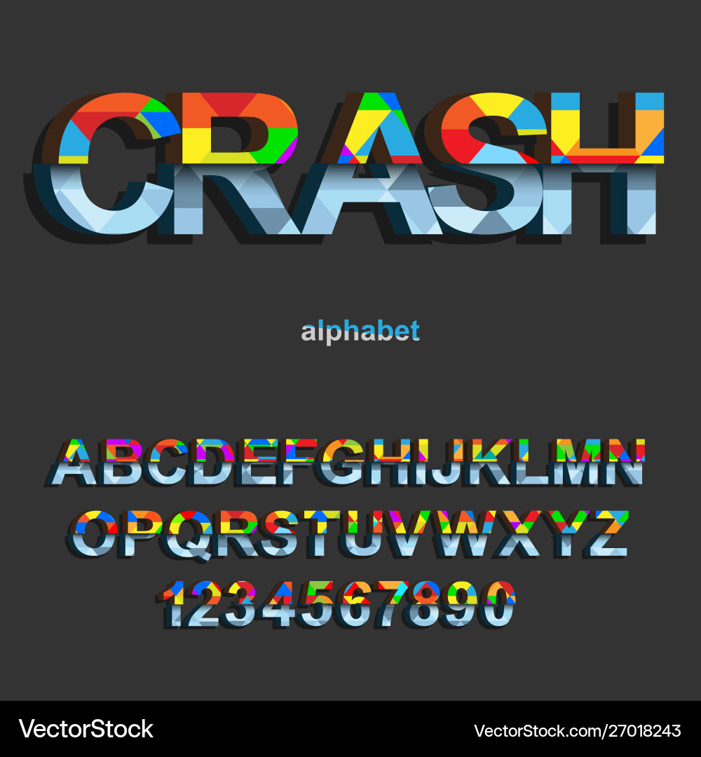Modern color crash font design for typography Vector Image
