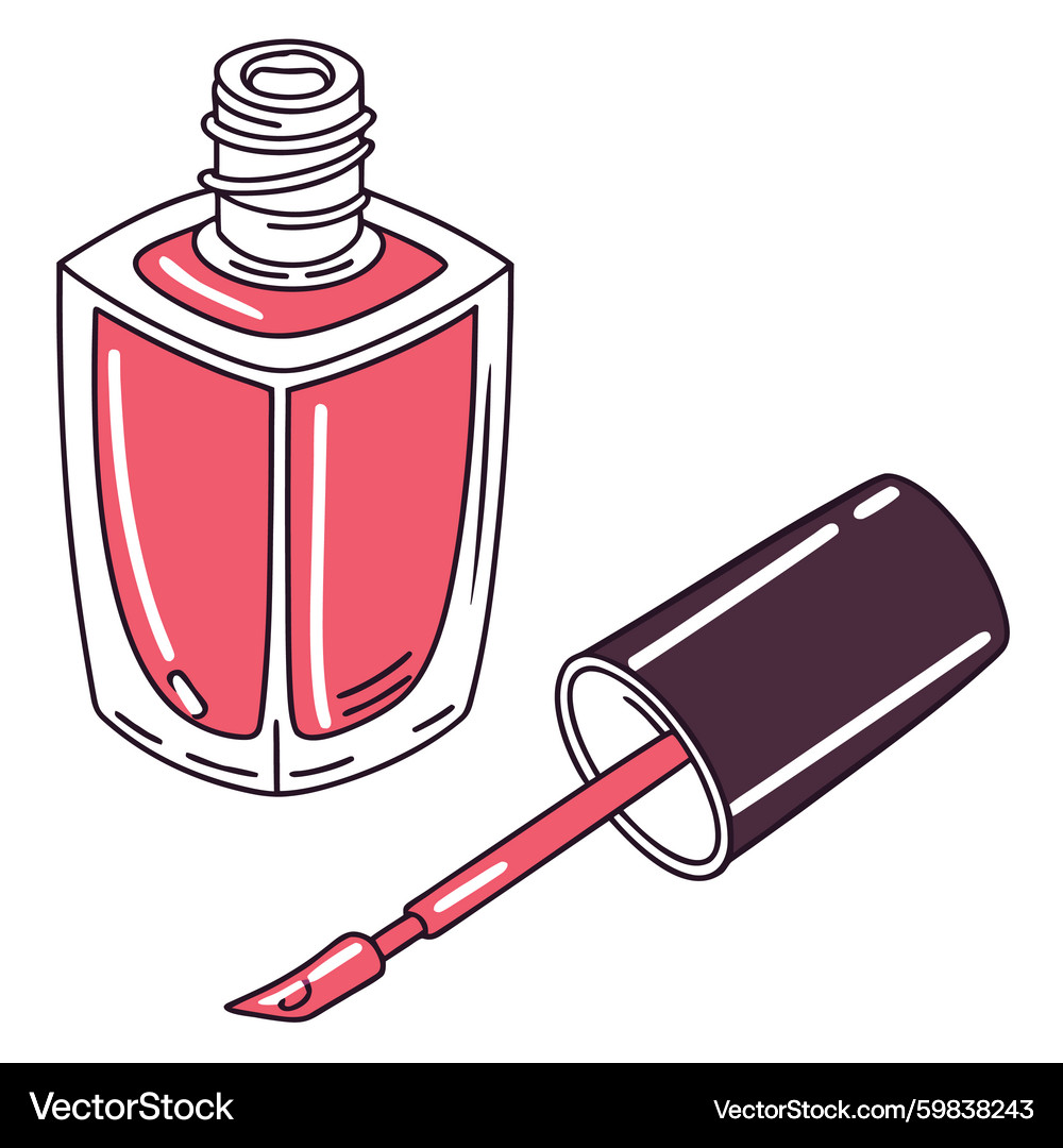 Pink Nail Polish Bottle & Brush – Royalty-Free Vector | VectorStock