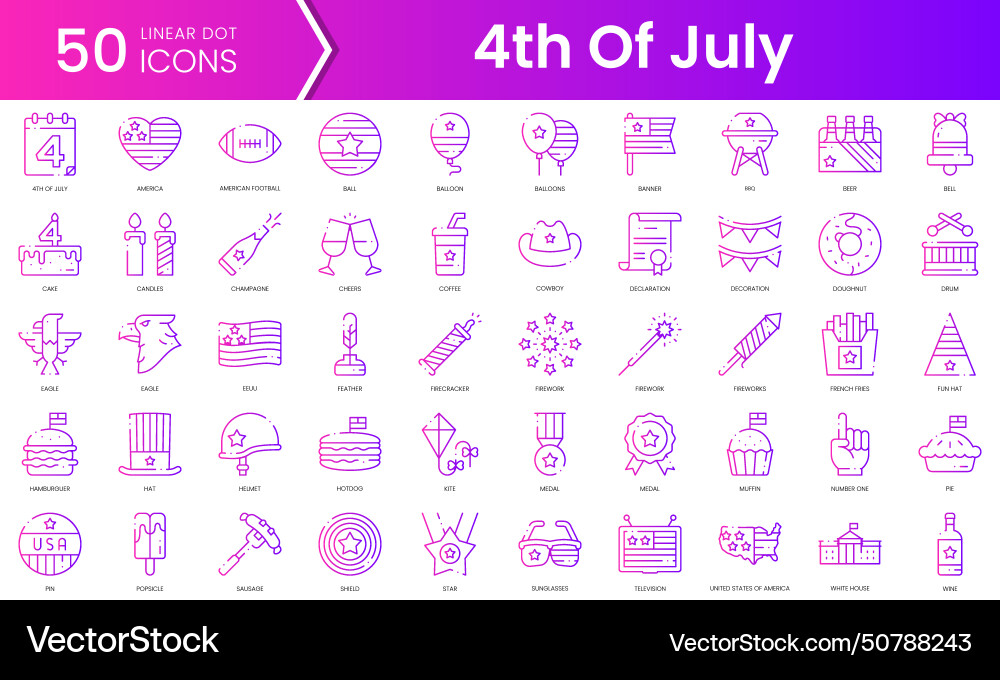 Set of 4th july icons gradient style icon Vector Image
