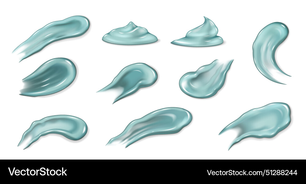 Blue cream smear set natural moisturizing gel Vector Image