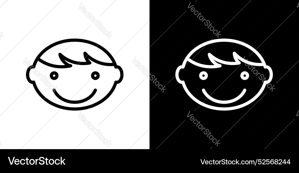 Child face icon set on white background Royalty Free Vector