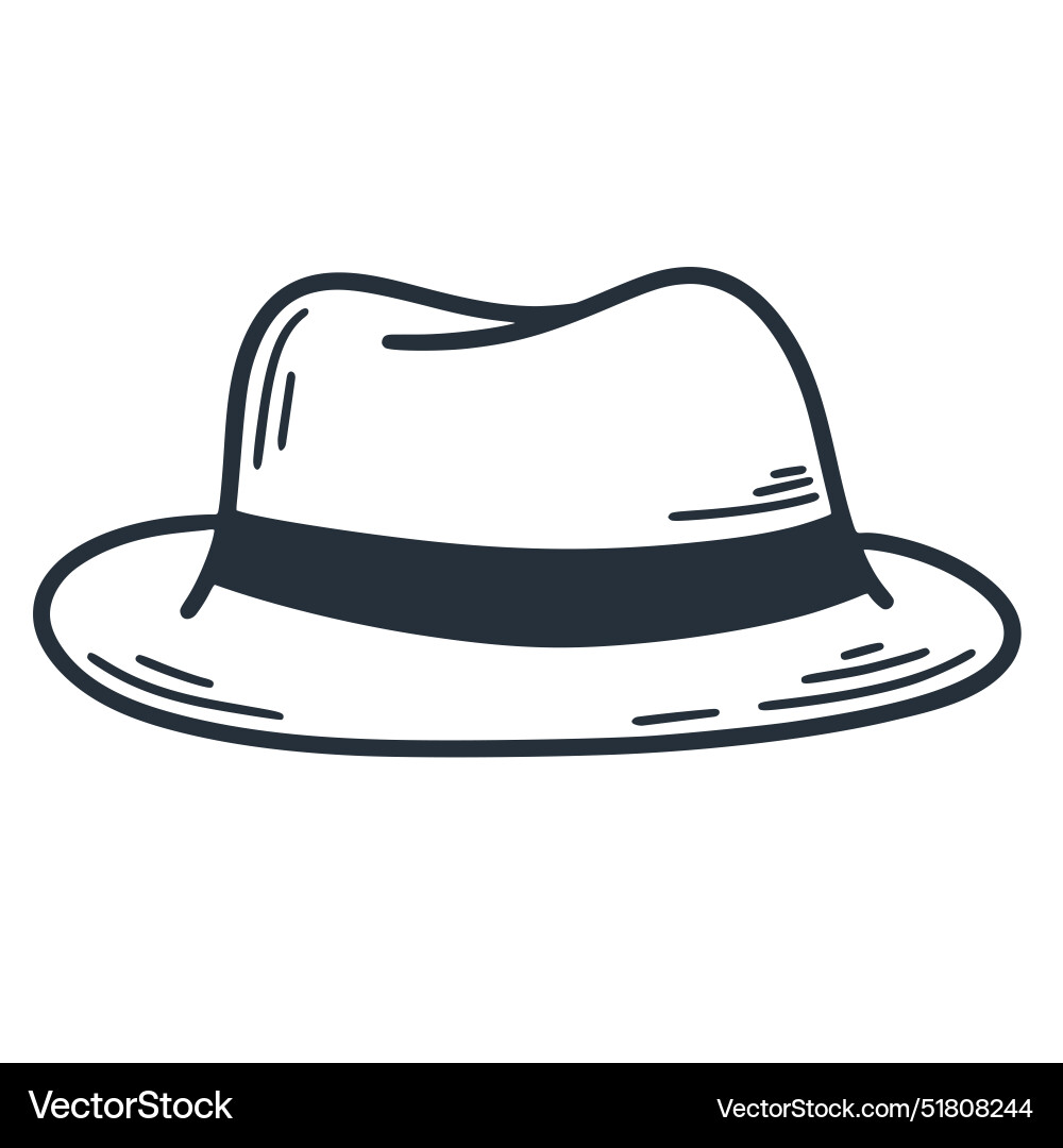 Classic male hat doodle sketch style Royalty Free Vector