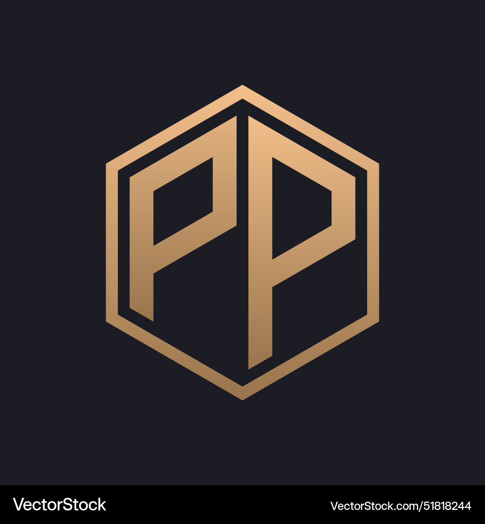 Elegant hexagon letter pp logo design initial Vector Image