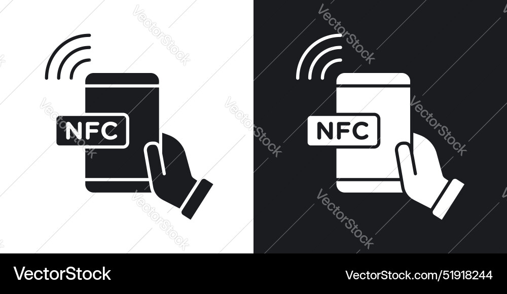 Nfc communication icon set in solid black Vector Image
